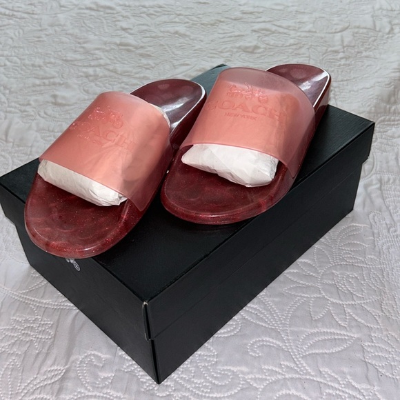 Coach | Shoes | Coach Cherry Red Slide Sandals | Poshmark